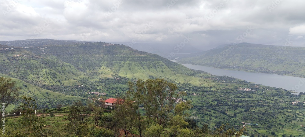Amazing and lush green view of panchgani Mahabaleshwar valley with ...