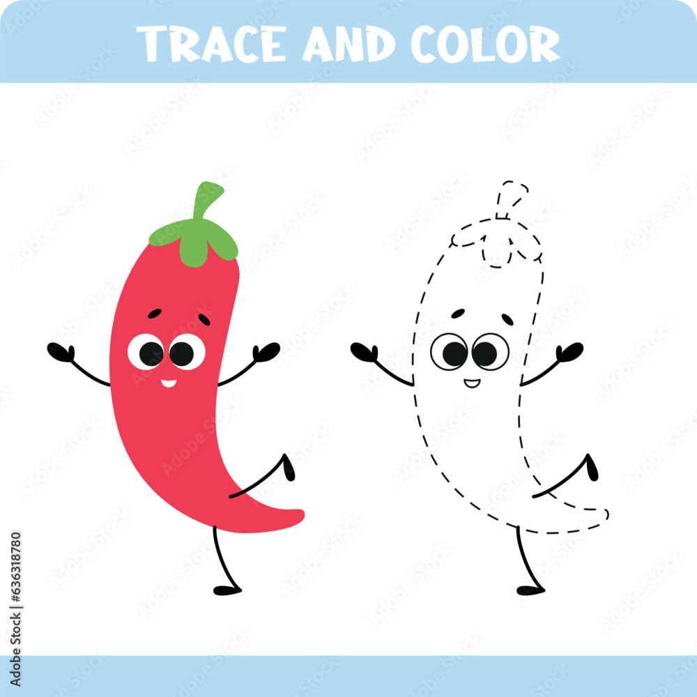 Activity pages for todlers. Tracing page for kids with chili pepper ...