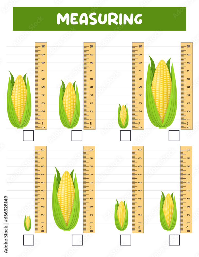Measuring length with ruler. Education developing worksheet. Game for ...