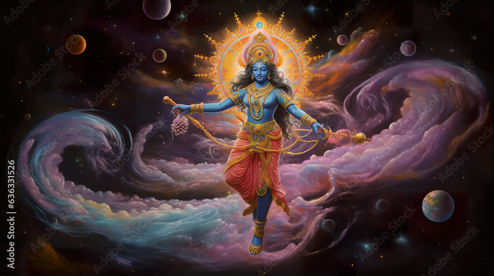 Ancient Hindu God Vishnu Stock Illustration | Adobe Stock