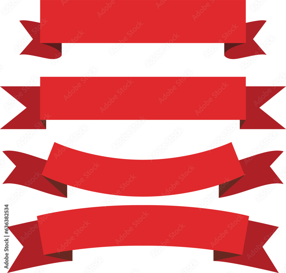 Red banner ribbons template vector illustration, Set of Red ribbon ...