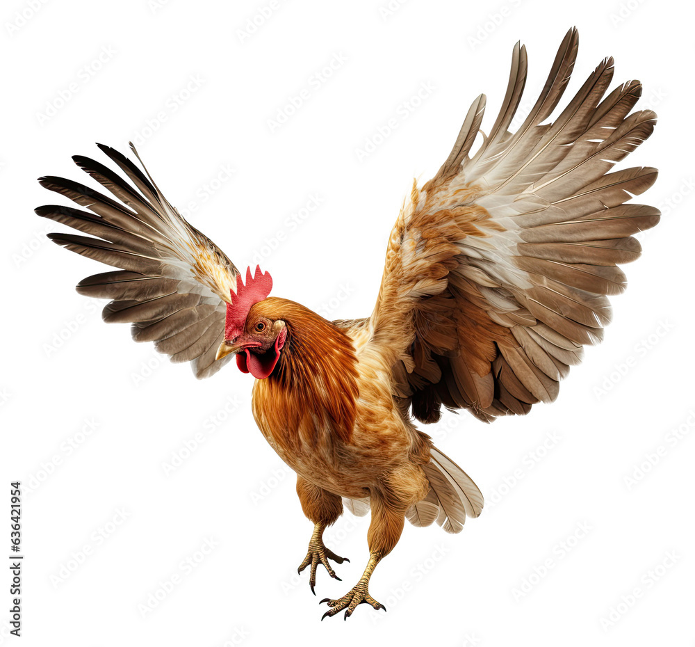 Chicken Flying Open Wings Isolated on Transparent Background Stock ...