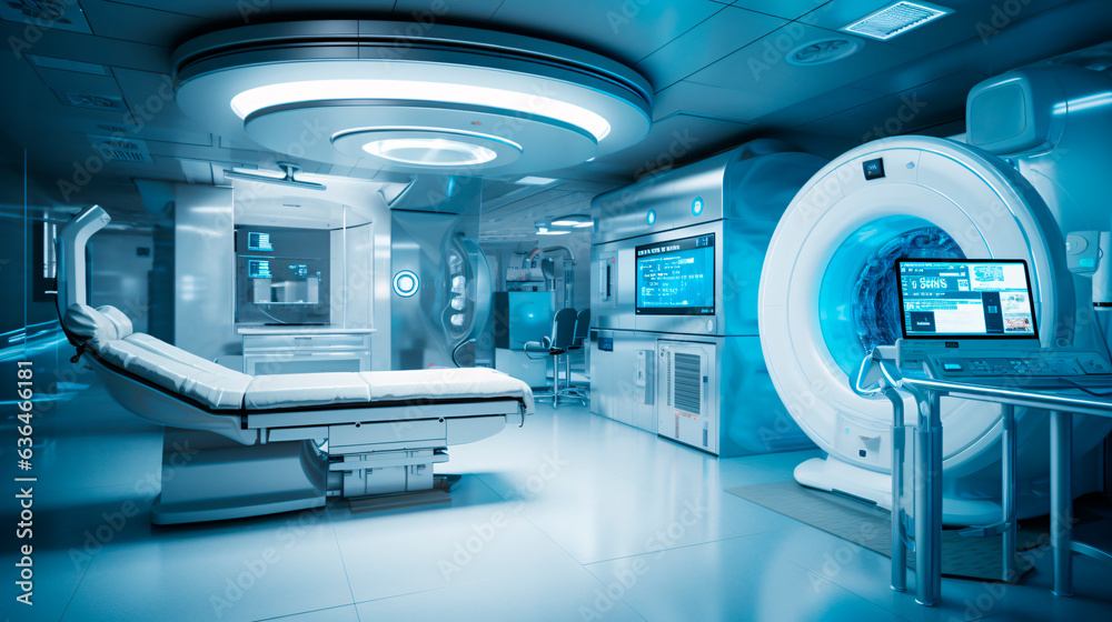 Advanced MRI or CT Scan medical diagnosis machine at hospital lab ...