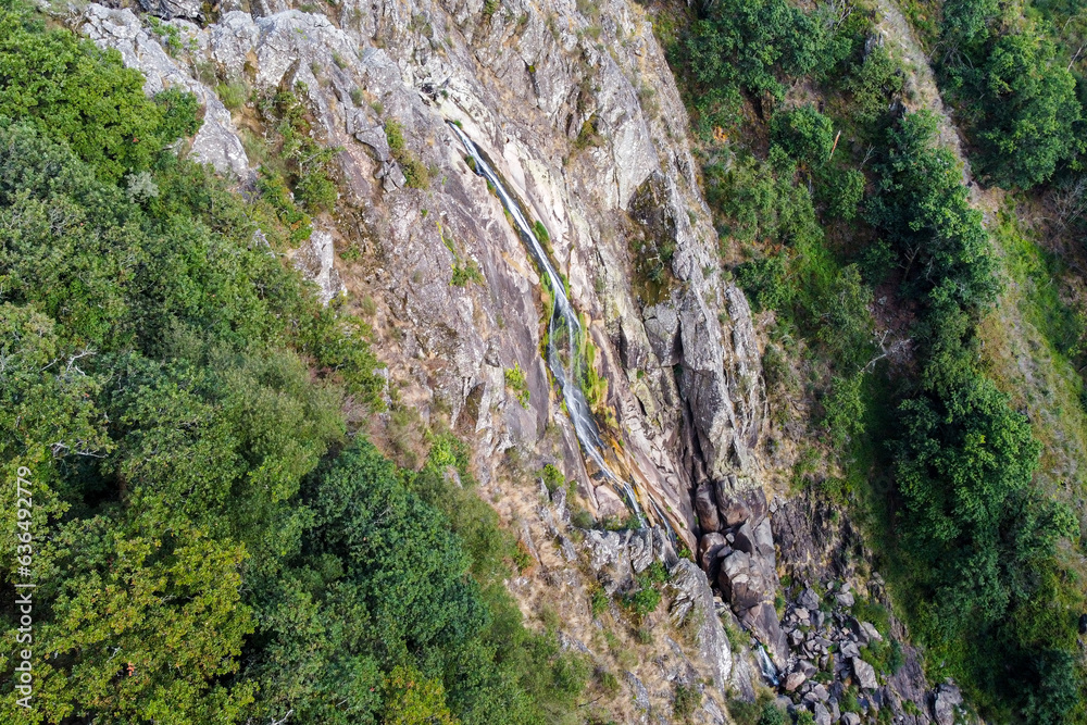 Aerial view of the Frecha da Mizarela waterfall - the largest waterfall ...