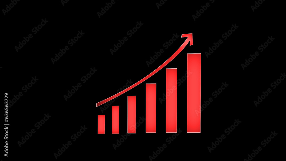 Neon growing graph. business graph. Arrow graph going up. Futuristic ...
