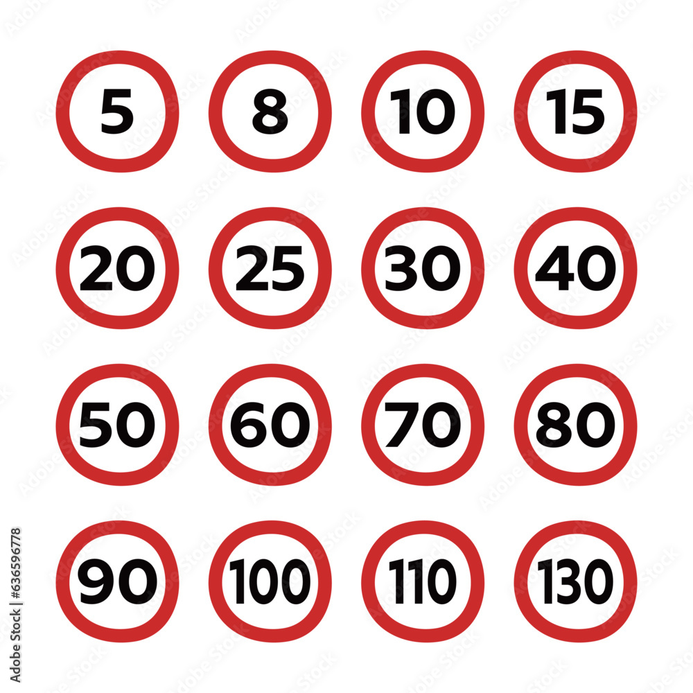 Road signs collection vector illustration. Traffic signs. Speed limit ...