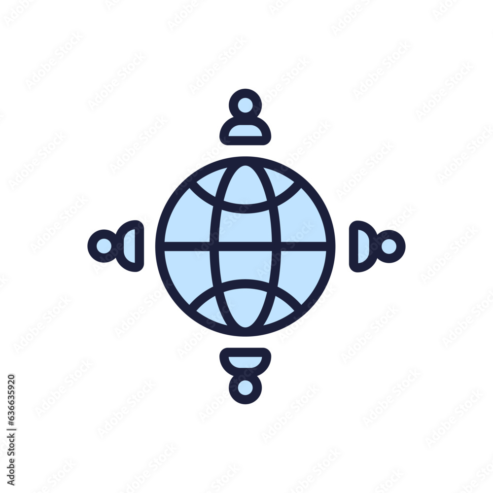 Culture, people vector flat icon. International team and a globe ...