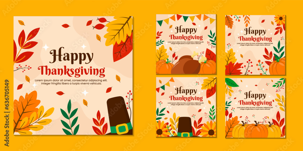 Happy Thanksgiving Social Media Post Vector Template Stock Vector Happy Thanksgiving Social Media Post Vector Template Stock Vector