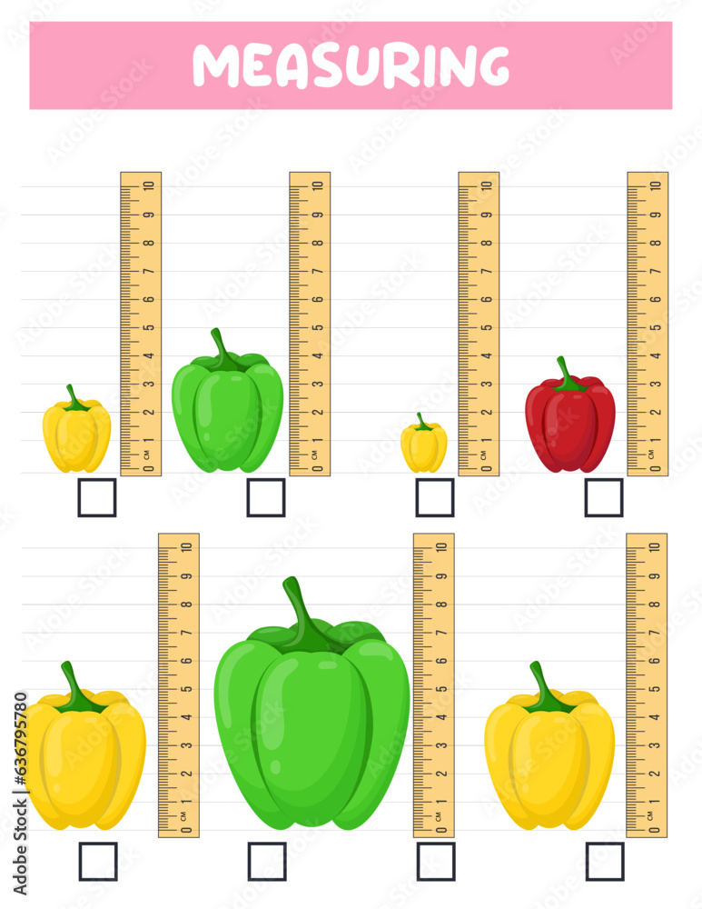Measuring length with ruler. Education developing worksheet. Game for ...