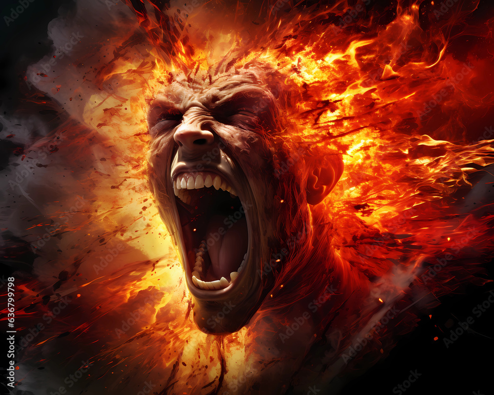 visual representation of anger and rage, digital painting, artwork ...