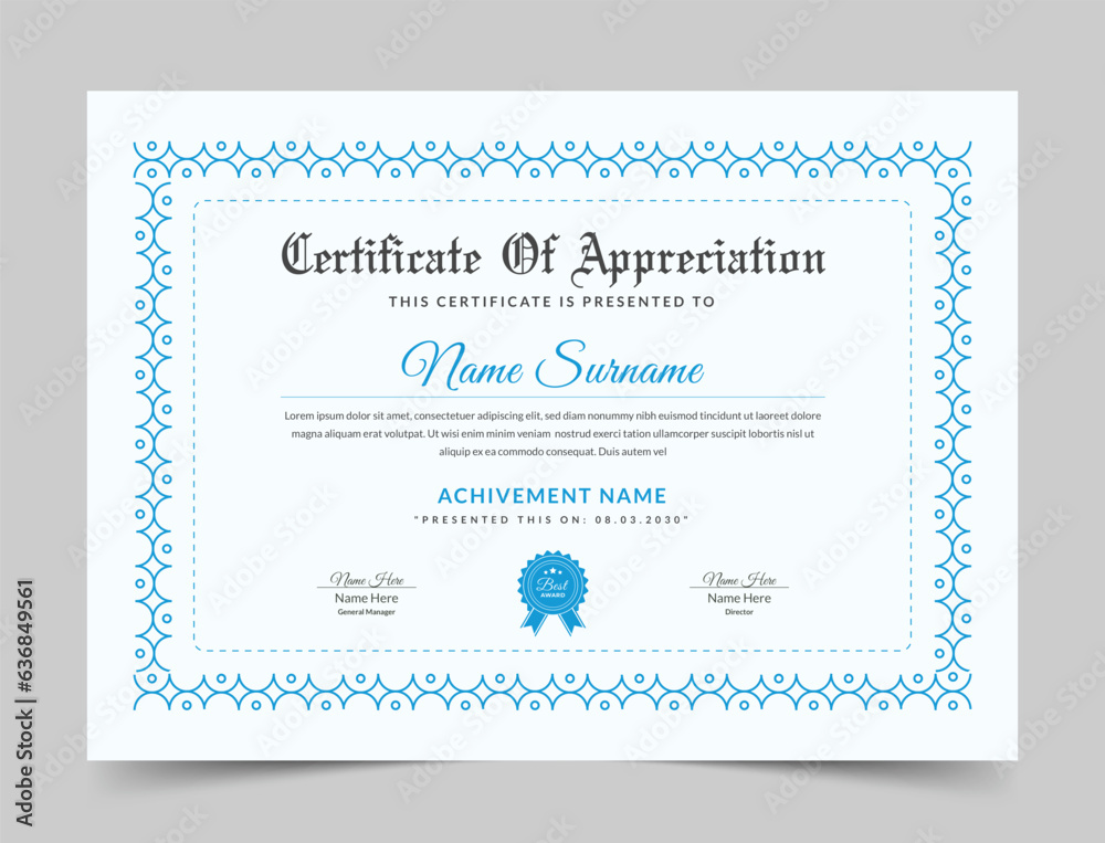 Green Certificate of appreciation, award diploma design template, Certificate vector template ...