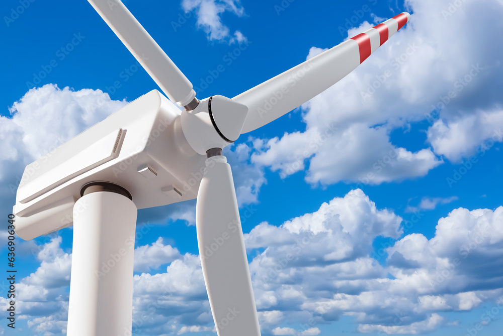 Wind turbine. Windmill on background blue sky. Wind generator with ...