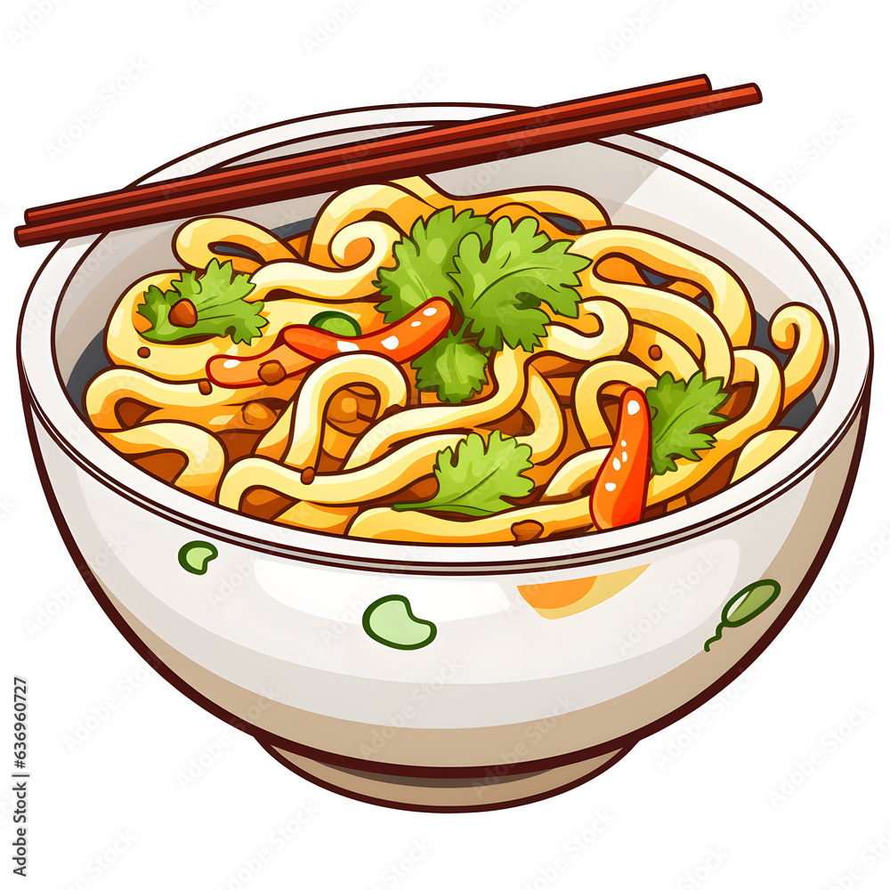 cartoon udon noodle bowl, transparent background Stock Illustration ...