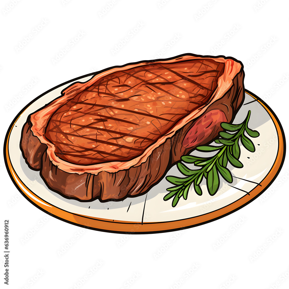 cartoon steak clipart, transparent background Stock Illustration ...