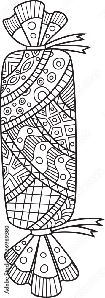 Candy doodle coloring book page. Black and white vector zentangle ...