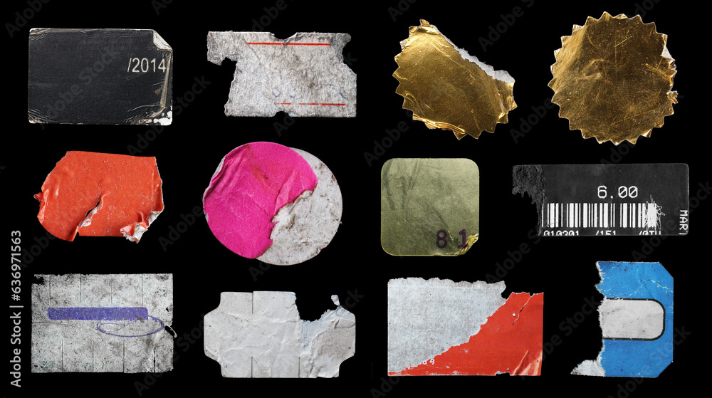 collection of blank old sticker, label, price tag template for mockup ...