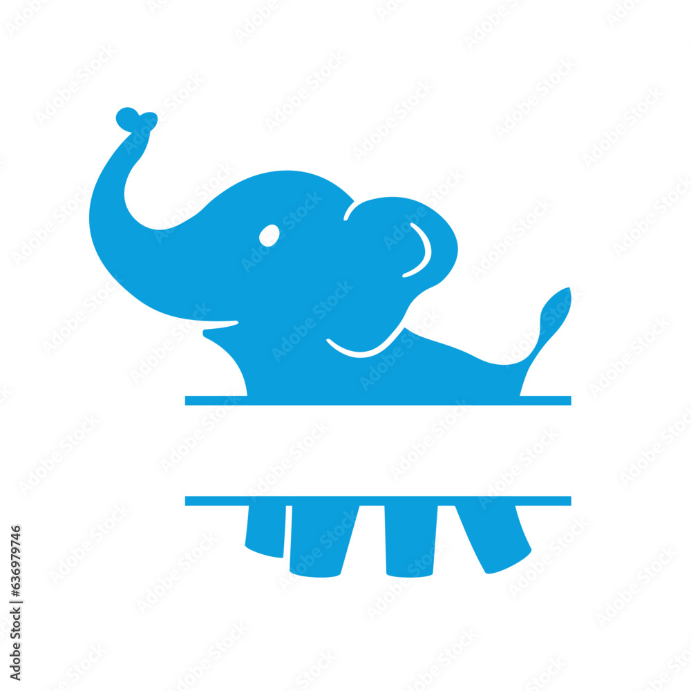 Baby elephant split monogram icon. Clipart image isolated on white ...
