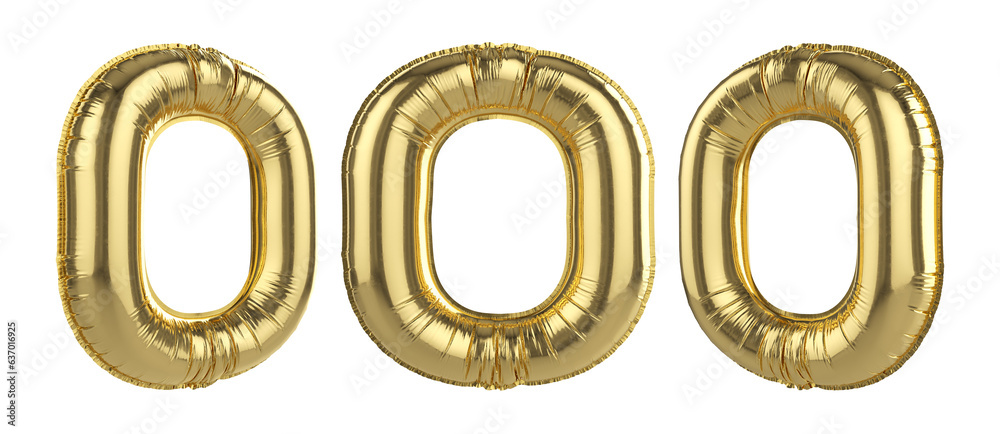 Gold foil balloon letter O on transparent background. 3d render. Stock ...