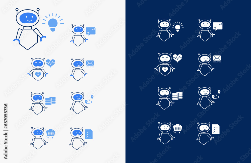 Innovative AI Robot Icons for Creative Projects. AI Robot Illustration ...