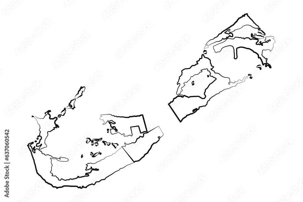 Hand Drawn Lined Bermuda Simple Map Drawing Stock Vector | Adobe Stock