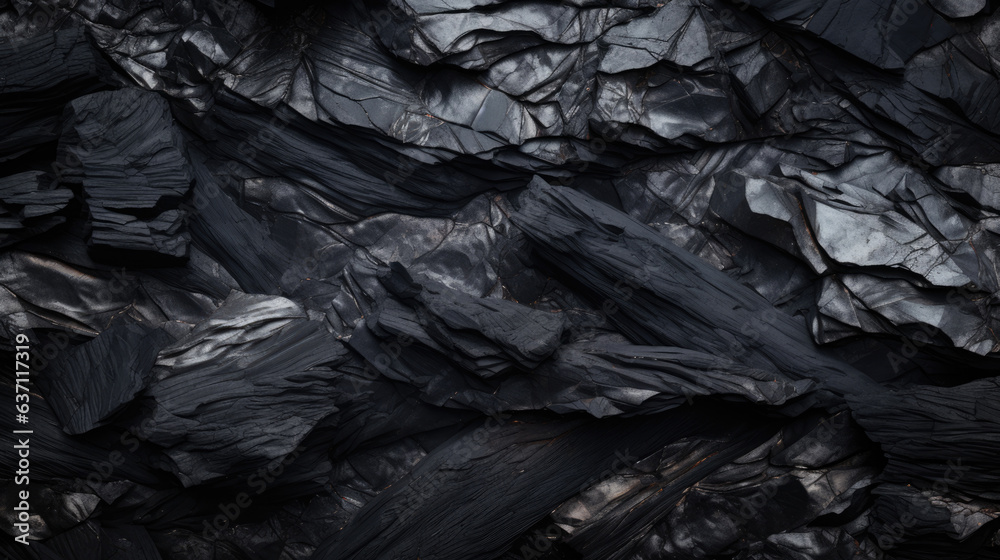 Blacsk coal stone pieces background. Coal texture from the side. Macro ...