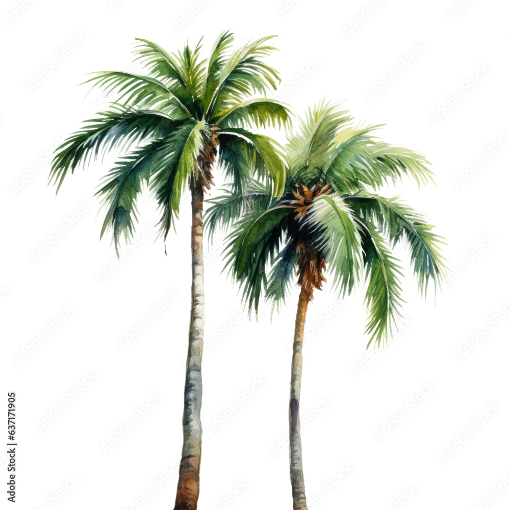 pair of palm trees isolated on a white background Stock Illustration ...