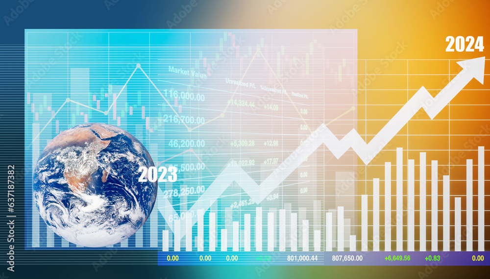 Global economics growth data diagram with graph, chart and candlesticks ...