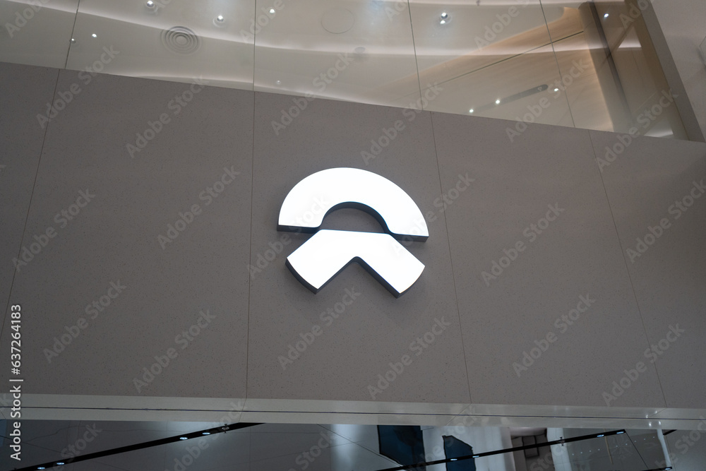 July 1, 2023 weilai logo in shopping mall at hangzhou china Stock Photo | Adobe Stock