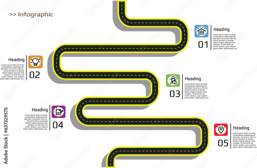 Infographic roadmap, timeline business design template. Street ...