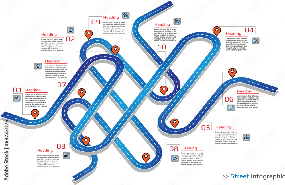Vector de Stock Infographic roadmap, timeline business design template ...