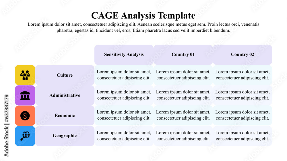 Infographic presentation template of CAGE analysis template with icon ...
