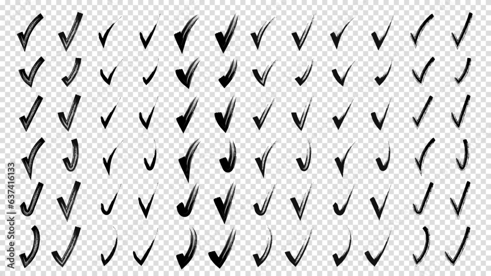 Brush hand drawn painted checkmarks set collection. Collection of hand ...