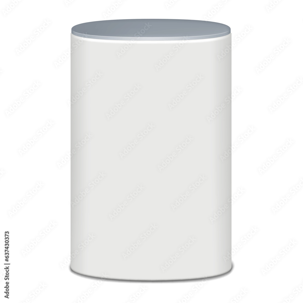 White blank exhibition plinth podium realistic vector mockup. Pedestal ...