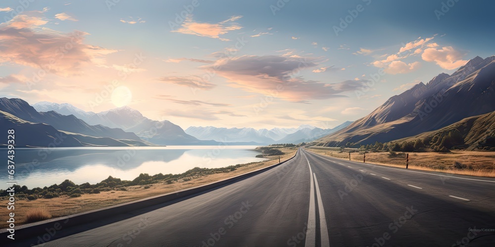 Pathway to adventure. Exploring nature highways. Beyond horizon. Road ...
