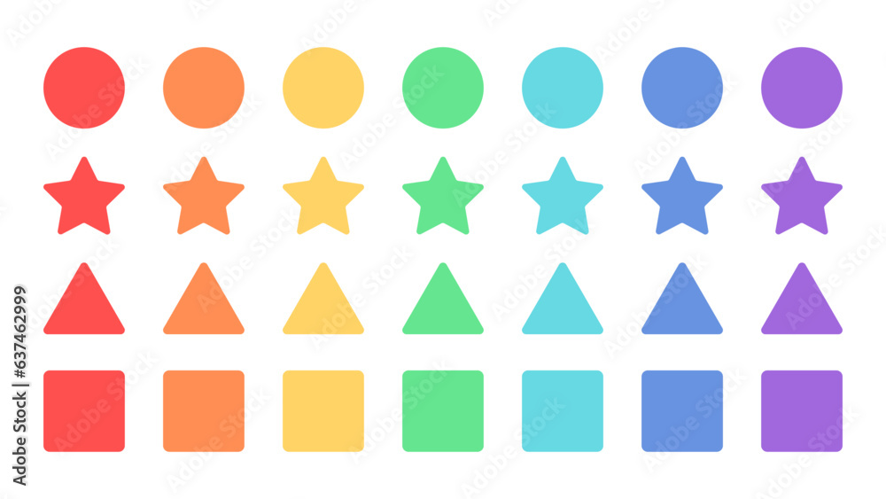 Vector de Stock Geometric shapes for kids. Set of colorful different ...