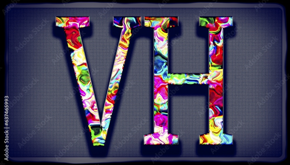 Double letter signature VH in an unique design named Painter rough ...