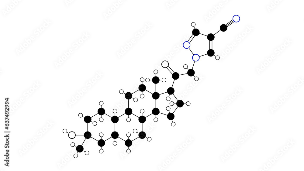 zuranolone molecule, structural chemical formula, ball-and-stick model ...