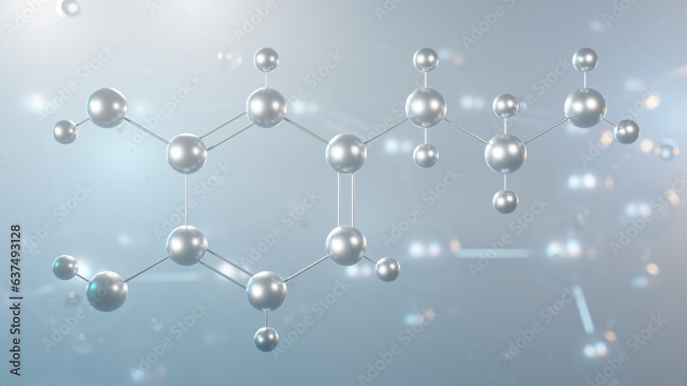 dopamine molecular structure, 3d model molecule, neuromodulatory ...