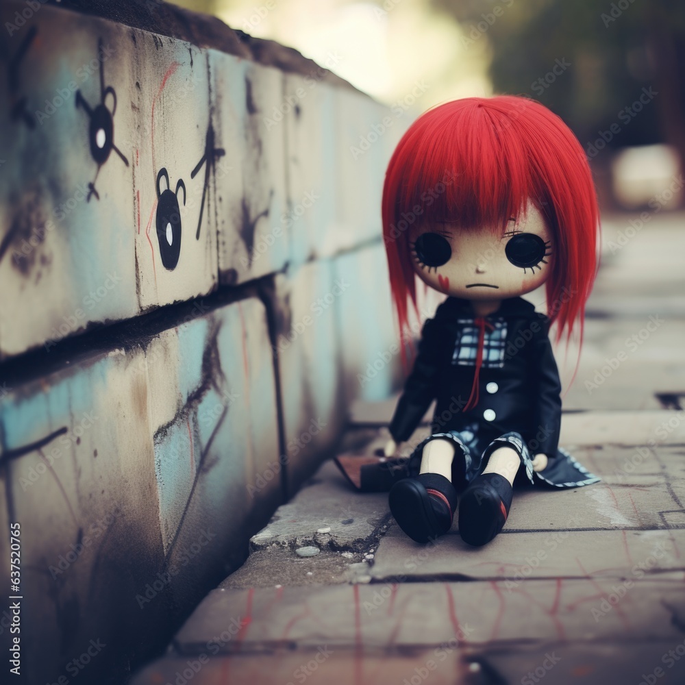 Unusual toy doll with gorgeous vivid red ginger hair that fell into ...