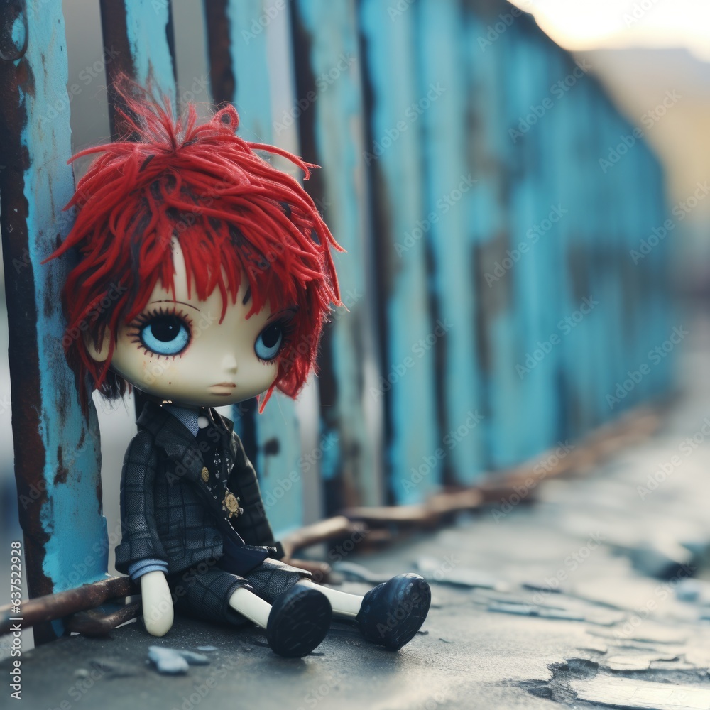 Unusual toy doll with gorgeous vivid red ginger hair that fell into ...