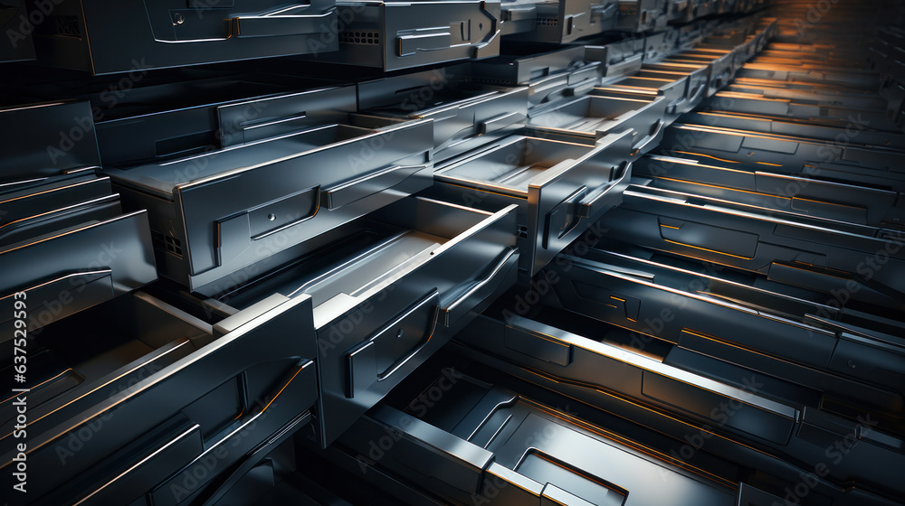 File cabinet, office archive storage with drawers for documents, paper data, library or registry ...