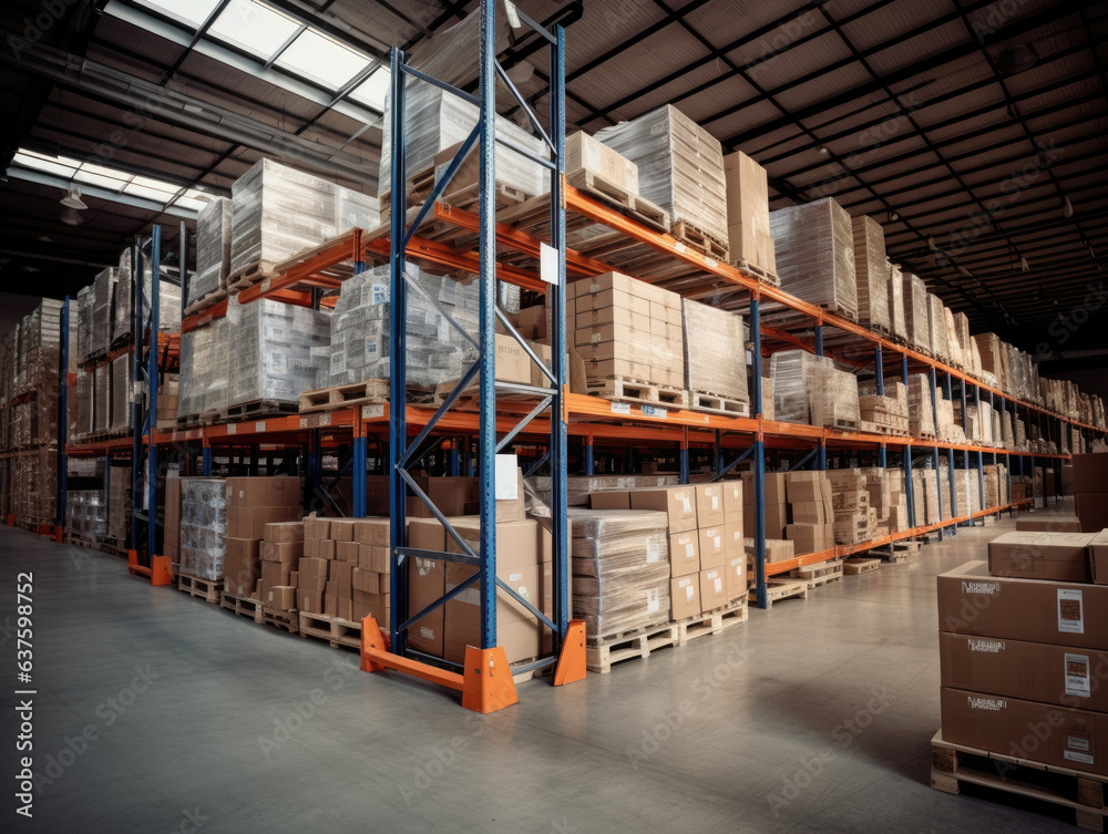 An efficient warehouse racking system with labels for each product ...