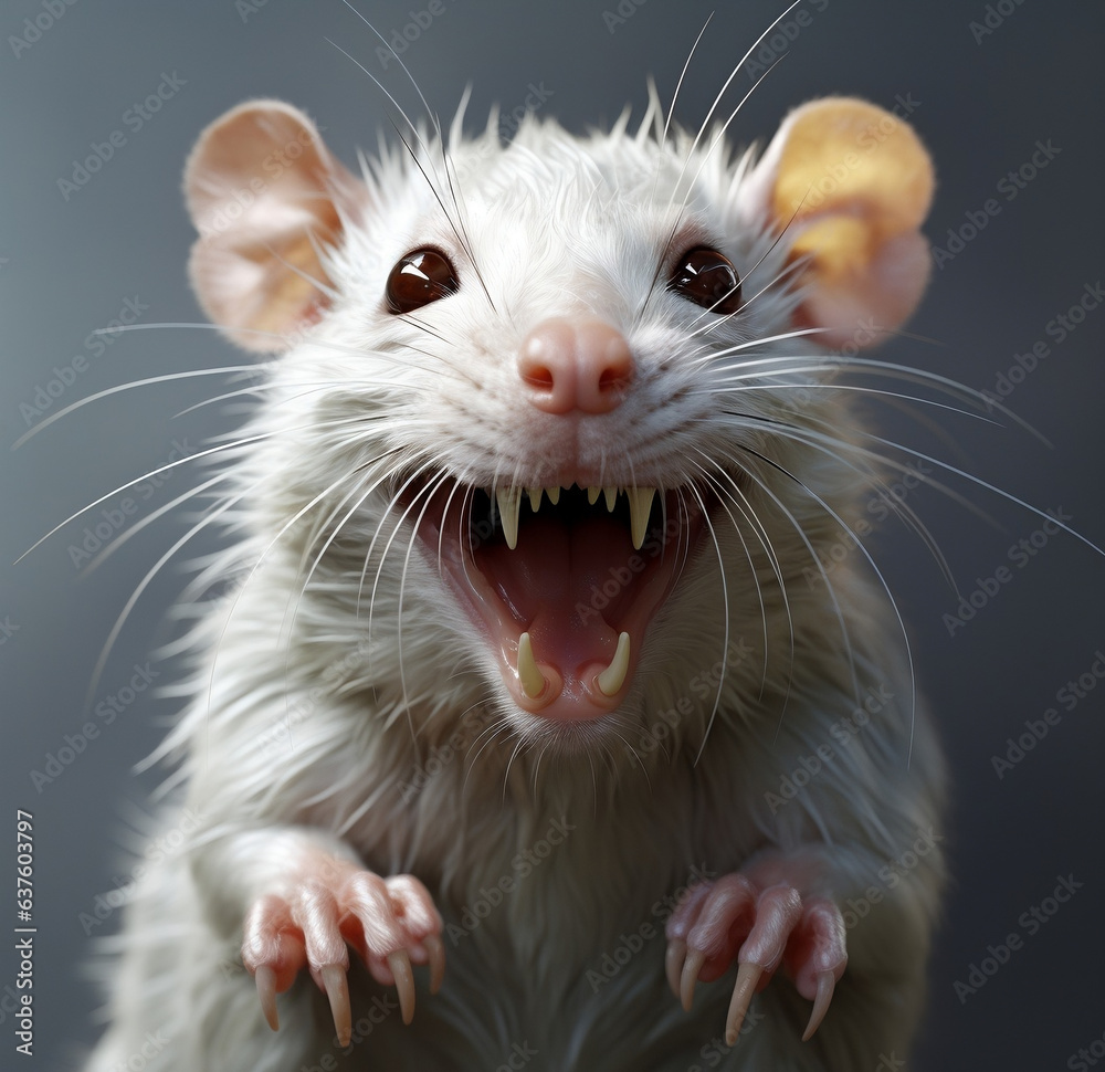 a rat showing its teeth in this illustration, in the style of uhd image ...