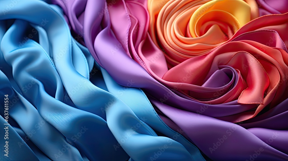 Image of a pride-themed rainbow ribbon elegantly draped over a surface ...