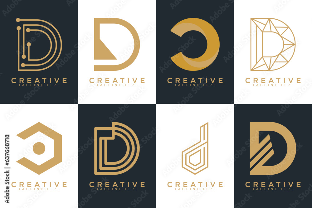 Set of gold letter D logo with modern creative concept for company or ...