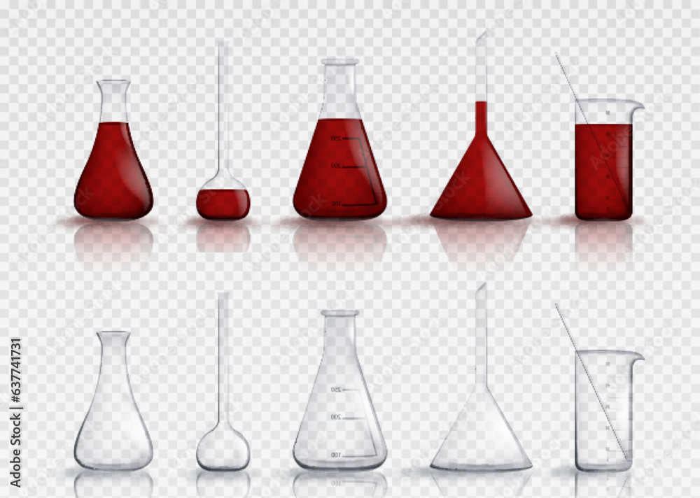 Chemical laboratory glassware isolated on transparent background ...