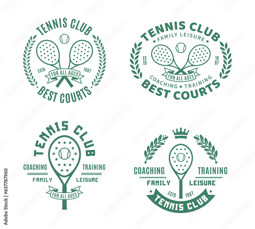 Tennis club logo. Sport labels with sample text. Tennis emblems for ...