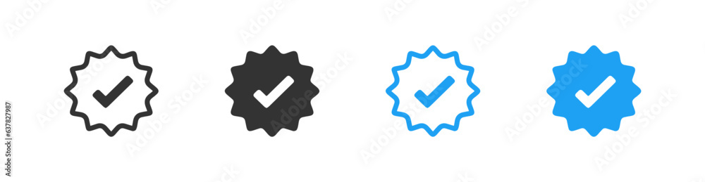 Blue checkmark verification icon set. Check mark tick Isolated sign ...
