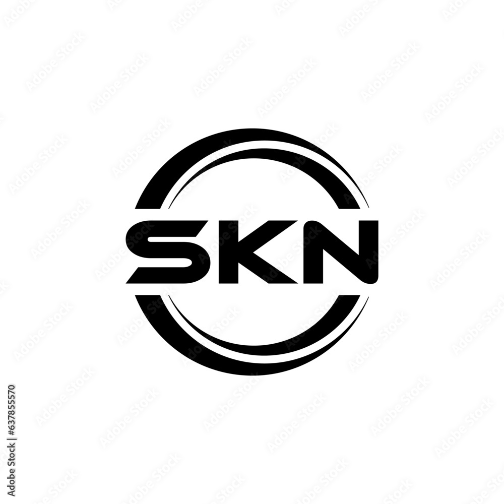 SKN letter logo design with white background in illustrator, vector ...