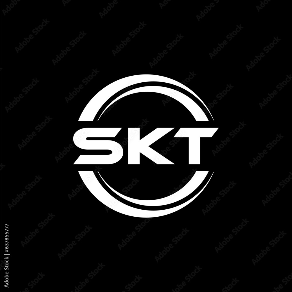 SKT letter logo design with black background in illustrator, vector ...